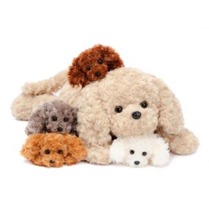 doldoa stuffed dog animal for kids stuffed mommy dog with 4 baby puppy in her tummy plush cute dog toy for girls and boys