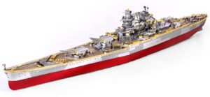 piececool 3d metal puzzles for adults, richelieu battleship model kits, military watercraft warship models building kit diy 3d puzzles for anxiety relief toys, great gift ideas -300 pcs