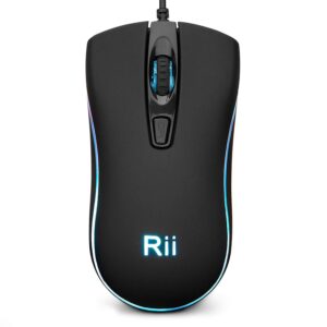 rii wired mouse, rm105 usb computer mouse,blue led optical office mice for pc,computer,laptop,desktop,windows (rm105 1pack)