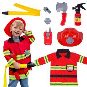 liberry fireman costume for kids 3 4 5 years old, firefighter tools with fire extinguisher, pretend play toy gift for toddler boys & girls