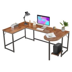 habutway highquality corner computer desk with storage study table for small space writing table, 78.7 x 47.2 inch workstation desk for working gaming studying (vintage brown)