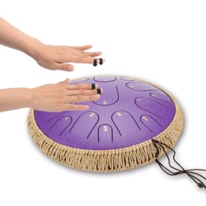 14'15 note steel tongue drum percussion portable ethereal drummer disc drum music gift instrument (14'15 tone, purple)