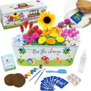 paint & plant kids gardening set – with 10 sticker stencils i flower growing gardening kit for kids & 6 year old girl gifts i fun arts & craft gift for girls ages 4 5 6 7 8 for spring & birthday