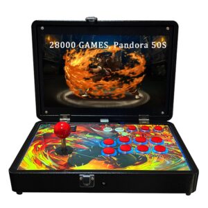 regiisjoy portable 28000 in 1 pandoras box 50s 3d arcade game console, 14-inch screen retro video game machine with search/hide/save/load/pause function