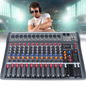 professional audio mixer sound board console,12 channel studio audio mixer,bluetooth usb live studio audio mixing power mixing amplifier studio audio dj ktv mixing console usb slot