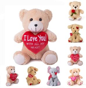 gsuiver 10" valentine's day valentines gift for children kids, girlfriend, boyfriend, plush stuffed animal (i love you with all my heart)