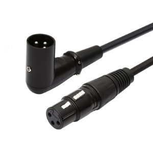 oluote xlr microphone cable, xlr male to right angle female cable 3 pin xlr to xlr cable xlr mic patch audio cable cord (0.650)