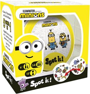 zygomatic spot it! minions - playful family card game with beloved minions characters! fun matching game for kids and adults, ages 6+, 2-8 players, 15 minute playtime, made