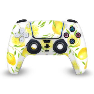 head case designs officially licensed katerina kirilova lemons patterns vinyl faceplate sticker gaming skin decal cover compatible with sony playstation 5 ps5 dualsense controller