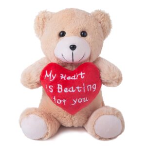 gsuiver 10" valentine's day valentines gift for children kids, girlfriend, boyfriend, plush stuffed animal (heart beating for you)