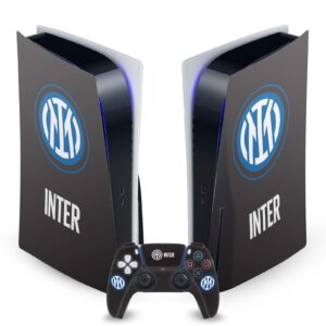 head case designs officially licensed inter milan logo on black badge vinyl faceplate sticker gaming skin decal cover compatible with sony playstation 5 ps5 disc edition console & dualsense controller