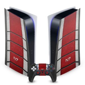 head case designs officially licensed ea bioware mass effect n7 logo armor graphics vinyl faceplate gaming skin decal compatible with sony playstation 5 ps5 digital console and dualsense controller