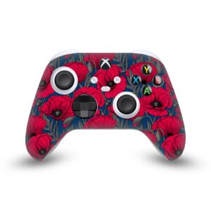 head case designs officially licensed katerina kirilova night poppy garden patterns vinyl sticker gaming skin decal cover compatible with xbox series x/s controller