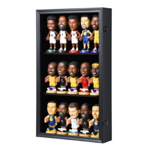 zmiky bobblehead display case action figure display case bobble head shadow box wall cabinet for 15 figurines display with lockable anti fade uv protection for bobble heads, action toy figures, black