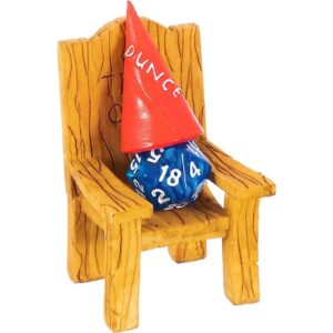 lynx dnd dice jail - time out chair & dunce hat punish your bad in our of shame accessories/gift for dungeons and dragons. miniature cap works all d&d d20, d10, d8, d6, d4