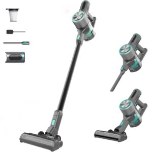 wyze cordless vacuum cleaner with 20000pa powerful suction, lightweight stick with hepa filter, 300w powerful brushless motor, 40mins runtime for home hard floor carpet pet hair