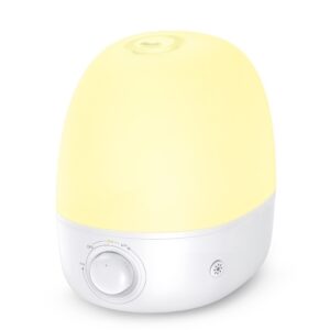 2.5 l small humidifiers for bedroom kids, nursery, 26db quiet ultrasonic cool mist humidifiers for baby, 3-in-1 air humidifier with essential oils, easy clean, night light, plant, auto shut-off, 30h