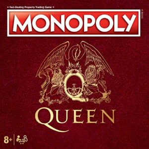 monopoly queen | collectible monopoly game featuring british rock and roll band | custom game board featuring familiar artwork, arenas, and more