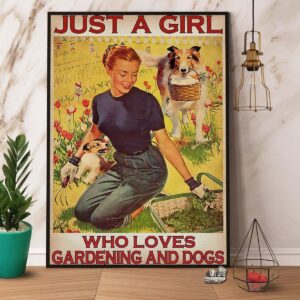 leggef funny bathroom bar garden terrace retro metal tin sign wall decoration just a girl who loves gardening and dogs best farmhouse decor gift for women men friends 8"x12"inch