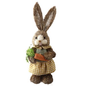 keebgyy 14inch easter bunny figures, simulation standing rabbit ornaments with carrot holding basket decorations for party home garden holiday decor gifts