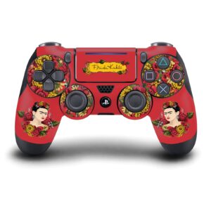 head case designs officially licensed frida kahlo portrait pattern floral vinyl sticker gaming skin case cover compatible with sony playstation 4 ps4 dualshock 4 controller