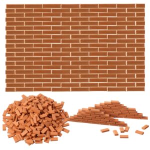 civaner 350 pcs mini bricks for landscaping small miniature tiny model wall bricks for crafts realistic fake blocks for dollhouse garden accessories, 1/35 scale(red)