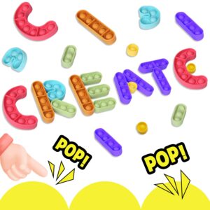 16pcs push fidget pop letters puzzle toys alphabet learning education toys silicone stress relief abcs puzzle board toys parent-child game play creative teaching toys for kids friends autistic