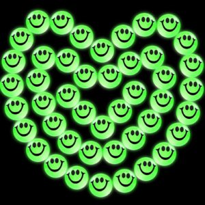 chalyna 45 pcs glow in the dark smile face bouncing balls bulk 1 inch mini high bounce balls for kids teens glowing valentines halloween christmas party favors rubber goodie bag fillers for boys girls