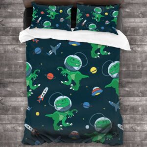 dinosaurs spaceship duvet cover twin size comforter cover soft bedding sets 3 piece with 2 pillow shams for boy gril