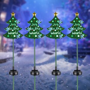 yescom 4 packs solar christmas tree stake lights solar pathway lights waterproof solar stakes lights for outdoor patio garden