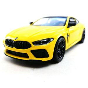 kinsmart bmw m8 competition coupe yellow 5" 1:36 scale die cast metal model toy car w/pullback action