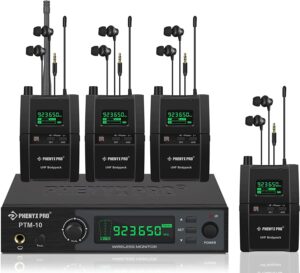 phenyx pro ptm-10b in ear monitor system in uhf band bundle with compatible ptm-10 bodypack receiver