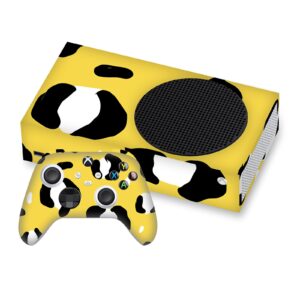 head case designs officially licensed grace illustration yellow leopard art mix vinyl sticker gaming skin case cover compatible with xbox series s console and controller bundle