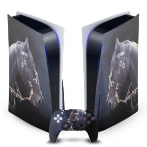 head case designs officially licensed simone gatterwe friesian horse art mix vinyl faceplate sticker gaming skin case cover compatible with sony playstation 5 ps5 disc console & dualsense controller