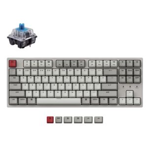 keychron c1 hot-swappable wired mechanical keyboard for mac layout, keychron mechanical blue switch/usb type-c cable/double-shot abs keycaps tenkeyless 87 keys computer keyboard for windows pc