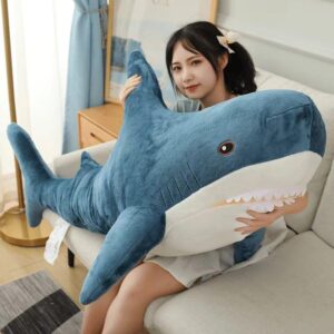 ryttir 39.4 inch xxl giant shark stuffed animals,chubbier shark pillow soft shark plush shark body pillow stuffed shark décor, perfect chrismas stress relief gifts for kids women