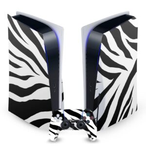 head case designs officially licensed grace illustration with zebra art mix vinyl faceplate sticker gaming skin case cover compatible with sony playstation 5 ps5 disc console & dualsense controller