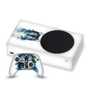 head case designs officially licensed pixie cold ice wolf art mix vinyl sticker gaming skin case cover compatible with xbox series s console and controller bundle