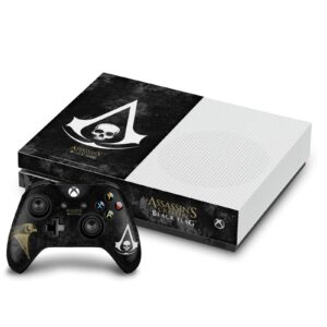 head case designs officially licensed assassin's creed grunge black flag logos vinyl sticker gaming skin case cover compatible with xbox one s console and controller bundle