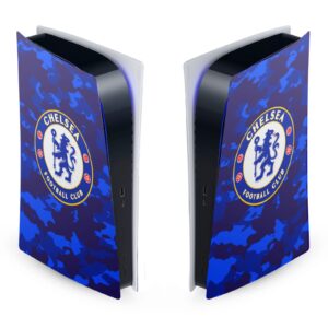 head case designs officially licensed chelsea football club camouflage mixed logo matte vinyl faceplate sticker gaming skin case cover compatible with sony playstation 5 ps5 digital edition console