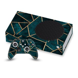 head case designs officially licensed elisabeth fredriksson deep teal stone art mix vinyl sticker gaming skin case cover compatible with xbox series s console and controller bundle