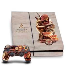 head case designs officially licensed assassin's creed kassandra odyssey artwork vinyl sticker gaming skin case cover compatible with sony playstation 4 ps4 console and dualshock 4 controller bundle