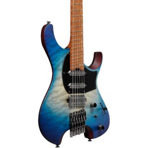 ibanez qx54qm q standard headless electric guitar, blue sphere burst flat w/gig bag