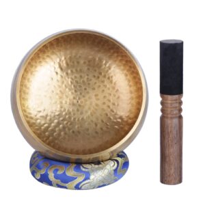 6.1inch sound bowl meditation set handcrafted tibetan singing bowl heart chakra sound bath bowl zen music healing frequencies yoga prayer and mindfulness nepal meditation mat accessories (15.5cm)