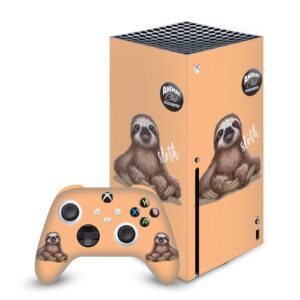 head case designs officially licensed animal club international sloth faces vinyl sticker gaming skin case cover compatible with xbox series x console and controller bundle