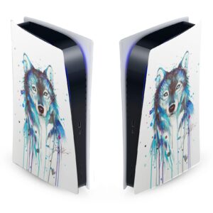 head case designs officially licensed pixie cold ice wolf art mix vinyl faceplate sticker gaming skin case cover compatible with sony playstation 5 ps5 digital edition console