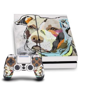 head case designs officially licensed michel keck pitbull art mix matte vinyl sticker gaming skin case cover compatible with sony playstation 4 ps4 console and dualshock 4 controller bundle