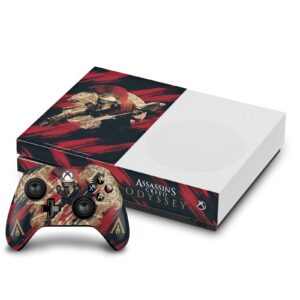 head case designs officially licensed assassin's creed alexios with spear odyssey artwork matte vinyl sticker gaming skin case cover compatible with xbox one s console and controller bundle