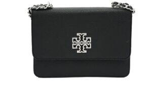 tory burch 73505 black/stainless steel hardware britten small women's adjustable shoulder bag