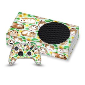 guinea pigs and daisies in watercolour on mint art mix vinyl sticker gaming skin case cover compatible with xbox series s console and controller bundle